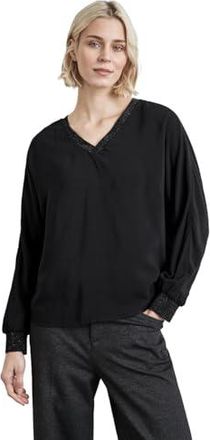 Street One A345198 LTD QR Dolman Blouse à col en V avec Bandes Lurex, Noir, 40 Femmes