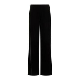 Emporio Armani Samt Palazzo Hose - - Trousers - Damen - Schwarzk - XL