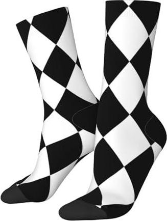Generic Équipage Chaussettes Arlequin Noir Et Blanc Chaussettes De Sport Durable Confortables Élastique Bonneterie, Pour Trekking, Lété, Running, 40cm