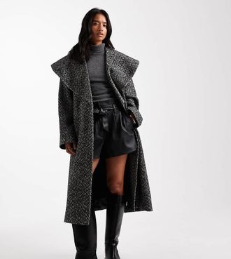 Miss Selfridge Manteau crois&eacute; &eacute;l&eacute;gant &agrave; chevrons et col ch&acirc;le-Multicolore