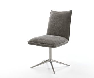 DELIFE Drehstuhl Lelio-Flex Boucl&eacute; Soft Schlamm Fu&szlig;kreuz Edelstahl 360&deg; drehbar Wippfunktion Taschenfederkern, Esszimmerst&uuml;hle