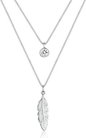 Elli Collier Femme Pendentif Plume avec Cristal en Argent Sterling 925