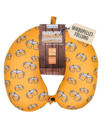 Out of the Blue Nackenkissen mit Micropellet-F&uuml;llung - kompaktes Nackenh&ouml;rnchen mit Banderole zum Aufh&auml;ngen - praktische Ma&szlig;e 30x30 cm - ergonomisches Reisekissen f&uuml;r