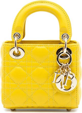 Dior Hobo Bags - Micro Lambskin Cannage Lady Dior - Gr. unisize - in Gelb - f&uuml;r Damen