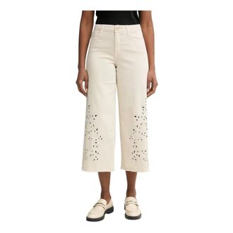 Joseph Ribkoff Jeans mit Lochstickerei und verk&uuml;rztem Bein - - Jeans - Damen - Beige - 2XL