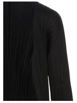 Pleats Please Issey Miyake Pleated Polyester Cardigan - Black