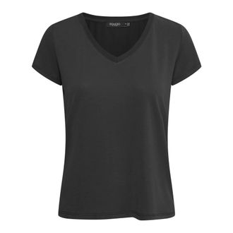 Soaked In Luxury Schwarzes V-Ausschnitt T-Shirt Columbine Stil - - Tops - Damen - Schwarzk - M
