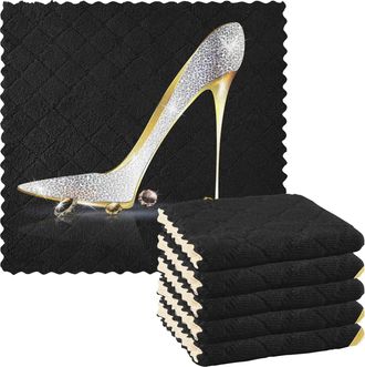 Mnsruu High Heels Schuhe Schwarz, 6 Stück, Küchentücher, Geschirrtuch, Geschirrtuch, schnell trocknend, superweich, 28 x 28 cm