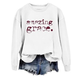 Generic Sweat-shirt Amazing Grace pour femme, sweat-shirt Amazing Grace, chemise amusante pour femme, blanc, XXL