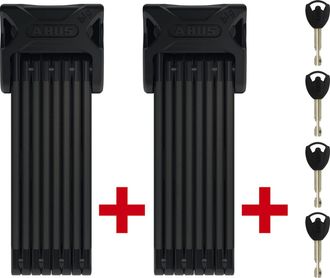 ABUS Faltschloss Bordo 6000-2er Set mit Halterung - Fahrradschloss aus geh&auml;rtetem Stahl - gleichschlie&szlig;end - ABUS-Sicherheitslevel 10-120 cm - Schwarz