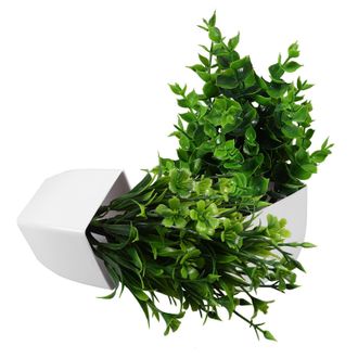 FOMIYES K&uuml;nstliche Bonsai Topfpflanzen 2 St&uuml;ck Lebensecht Kunststoff Klein Kompakt Gr&uuml;n mit Eukalyptus und Lilie Dekoration f&uuml;r B&uuml;ro Wohnzimmer und Zuhause