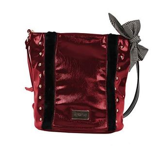 For Time Bolso cubo Con tachuelas, Grand Sac Cabas avec Clous Femme, Rouge (Rojo), 16x26x29 Centimeters (W x H x L)