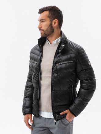 Ombre Steppjacke Herren Steppjacke wasserabweisend sportlich Schwarz XXL (kein Set, 1-St) in Unifarbe