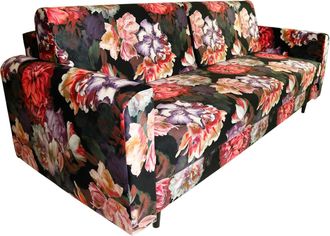 MG Design Schlafsofa mit Bettkasten 191x61 cm (Liegefläche 195 x 145 cm) - mit Armlehnen, Zwei Kissen - Stoff: Velour, Farbe Blau - Sofa 3 Sitzer, leicht abwisc