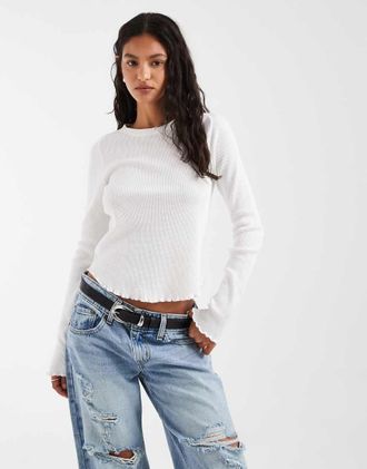 Free People Easy does it Langarm-T-Shirt in Wei&szlig;