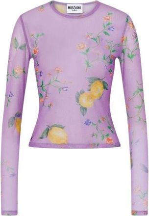 Moschino Femme, Tops, Violet, Taille: 40 FR T-shirt en maille imprim&eacute;e