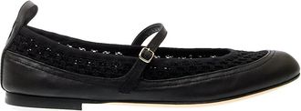 AGL Black Leather Ballerina With Strap - Gr. 36,5 (EU) - in Schwarz
