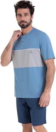 Athéna Homme Chic 7p75 Ensemble De Pijama, Ciel/Gris/Encre, XXL EU
