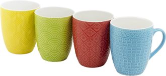 URBN-CHEF Set mit 4 bunten Porzellan-Tassen, 240 ml oder 380 ml, für heiße Schokolade, Suppe, Zuhause, Geschenke (380 ml)