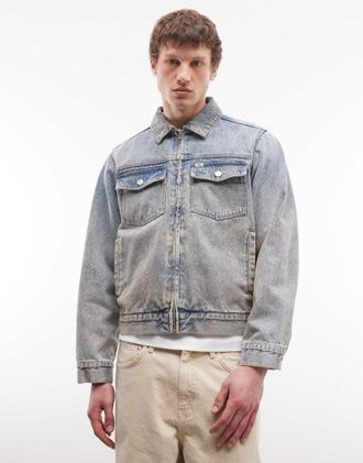 Obey Veste basique en jean style camionneur - Bleu moyen d&eacute;lav&eacute;