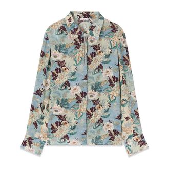 Oltre Gemusterte Bluse mit Schmuckdetail - - Blouses & Shirts - Damen - Blau - 4XL