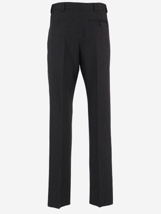 Saint Laurent Mens Tailored Wool Trousers Dark Grey