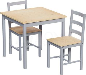 Home Discount Home Discount - Yorkshire 2-Sitzer Holz Essgruppe Tisch mit Stühlen Küchenmöbel, Grau-Kiefer