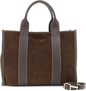 Caf&egrave;noir Sac En Daim Avec Anses En Cuir Martel&eacute;, Pour Femme, Couleur Marron, Taille Taille Unique
