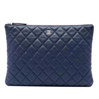 Chanel Pre-owned Vintage Quilted Caviar Leather Clutch - - Pre-owned - Damen - Blau - ONE SIZE