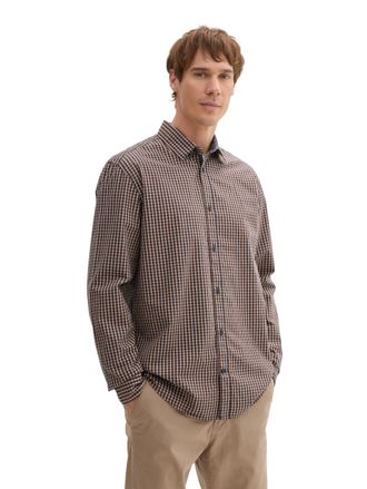 Tom Tailor Herren Regular Fit Hemd mit Karomuster,35987 - Navy orange small Check, XXL