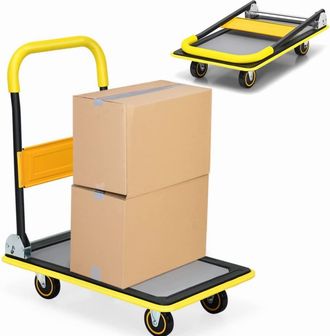 Generic Küchenwagen, Rollwagen, zusammenklappbar, Handsackkarre, 150 kg, 300 kg Tragkraft, robuster Plattformwagen mit Rädern, Griff, Pritschenwagen für Zuhau