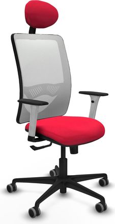 Piqueras y Crespo B&uuml;rostuhl Zulema mit wei&szlig;en und schwarzen Armlehnen, h&ouml;henverstellbare Lendenwirbelst&uuml;tze und festes Kopfteil, ausgestattet mit 3 Positionen, Wei&szlig;/Rot