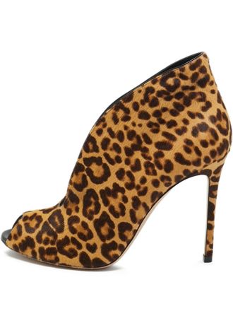 Gianvito Rossi Peeptoe-Stiefel mit Animal-Print - Braun
