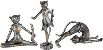 Gilde Poly Steampunk Skulptur Yoga Katzen VE 3 89417