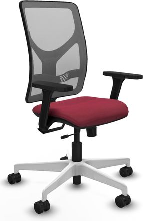 Piqueras y Crespo Stuhl mit Lendenwirbelst&uuml;tze, mit 3D-Armlehnen, ausgestattet mit Syncro/Traslack und Schneideschaum, mit Rollen 65 mm, Nylon, Grau/Granatrot