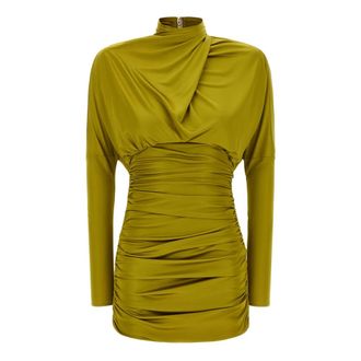 Balmain Drapierter flie&szlig;ender Jersey-Kleid - - Dresses - Damen - Gr&uuml;n - 2XS
