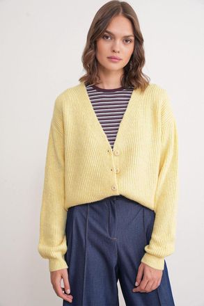 Mixray Texturierten V-Ausschnitt Kn&ouml;pfen Cardigan