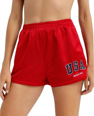 Sporty & Rich Femme, Sport, Rouge, Taille: 36 FR USA Mesh Disco Short