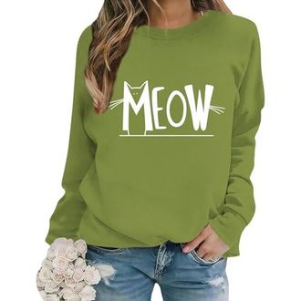 Generic Sweat-shirts &agrave; enfiler pour femme | Meow en forme de chat - Sweat-shirt &agrave; manches longues pour lautomne - Hauts de vacances tendance - pour les rencon