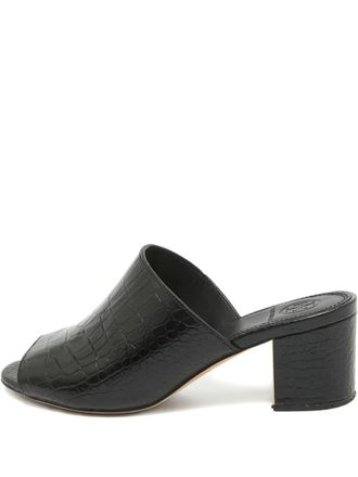 Tory Burch Mules mit Kroko-Pr&auml;gung 50mm - Schwarz