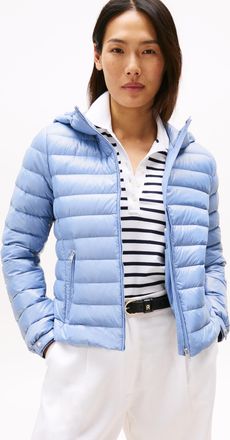 Tommy Hilfiger Damen Steppjacke Down Hooded Jacket mit Rei&szlig;verschluss, Blau (Brisk Blue), 3XL
