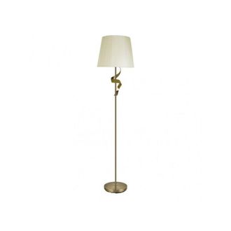 Fabrilamp Akunadecor Baeza Leder Tischlampe St&auml;nder mit Beige Lampenschirm