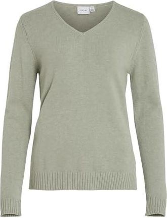 Vila Vila Viril V-Neck L/S Knit Top-Noos Pull en Tricot, Vert Olive, XXL Femme