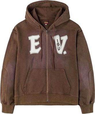 Evisu Homme, Sweatshirts et sweats à capuche, Brun, Taille: XL EV and Seagull Patches Embroidery Relax Fit Sweat à capuche Jacket