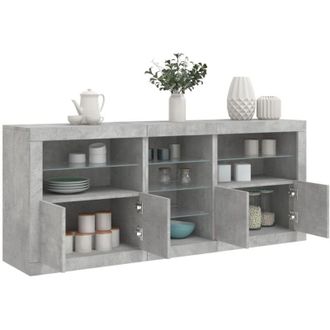 vidaXL Sideboard mit LED-Leuchten Betongrau 181,5x37x67 cm - Vidaxl