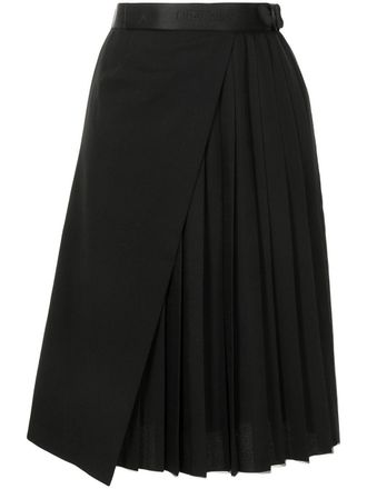 Off-white Plisseerock mit Logo - Schwarz