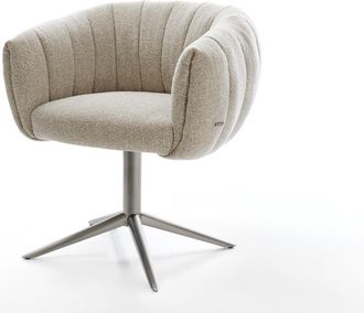DELIFE Drehstuhl Jada-Flex Webstoff Soft Beige Fu&szlig;kreuz Graphit 360&deg; drehbar Wippfunktion Taschenfederkern, Esszimmerst&uuml;hle