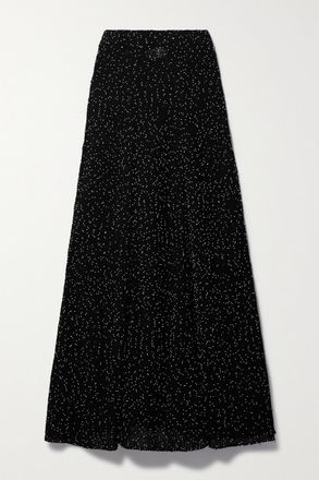 Gabriela Hearst Jupe Longue En Soie À Perles Floris - Noir