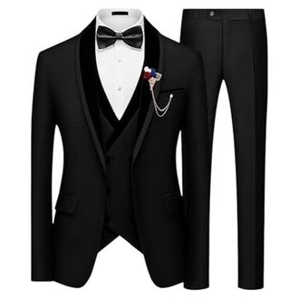 Generic Costume 3 pi&egrave;ces pour homme, coupe ajust&eacute;e, avec un bouton, ch&acirc;le, revers, veste, gilet, pantalon, costume formel pour mariage, bal de fin dann&eacute;e, smo