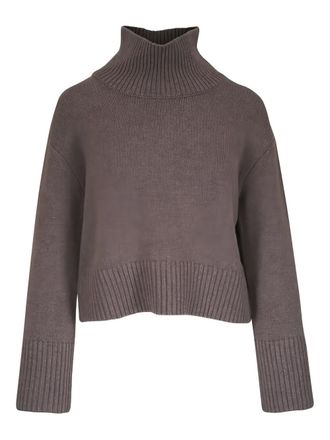 Lisa Yang pull crop &agrave; col roul&eacute; - Marron